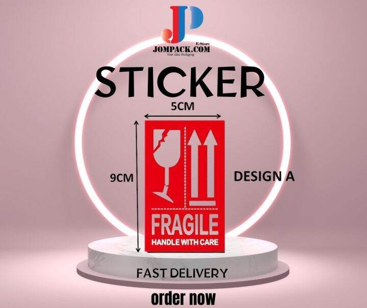 JOMPACK Fragile Sticker / PPP Sticker Fragile Packing Logistic Handle ...