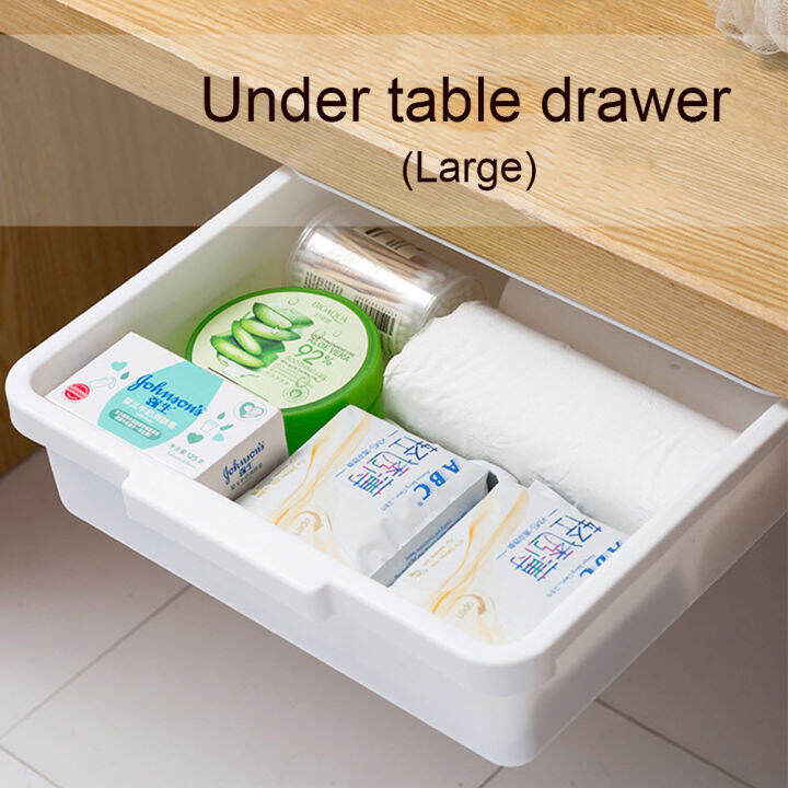 Locaupin Hidden Under Table Drawer Space Saving Desk Bottom Storage Box ...