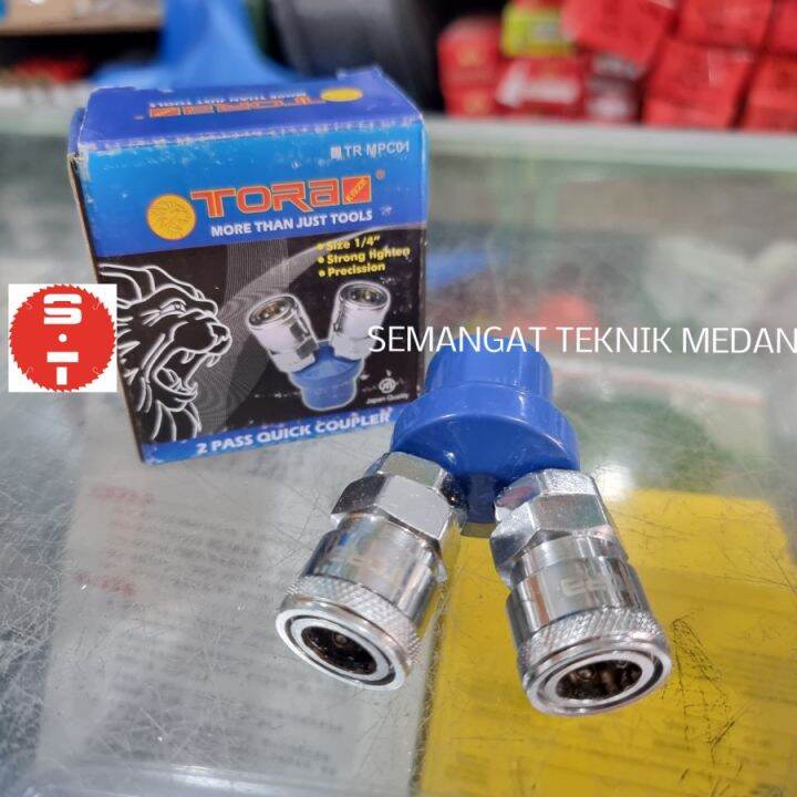 SAMBUNGAN SELANG AIR QUICK COUPLER ANGIN 2 CABANG WAY KOMPRESSOR TORA ...
