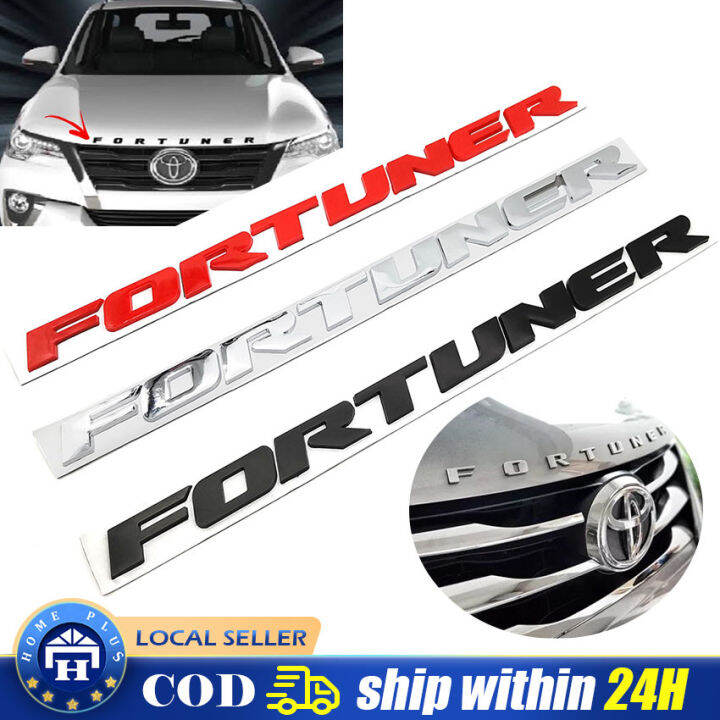 【Local Delivery】TOYOTA FORTUNER Letter Car Auto Front Hood Emblem Badge ...