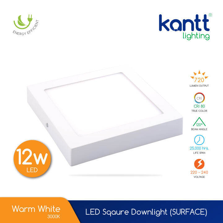 Kantt Lighting Warm White LED Surface Square Downlight - 6W / 12W / 18W ...