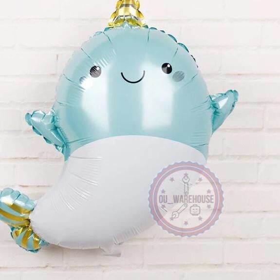 Balon Foil Ikan Paus Tanduk / Balon Ulang tahun / Balon Happy Birthday ...