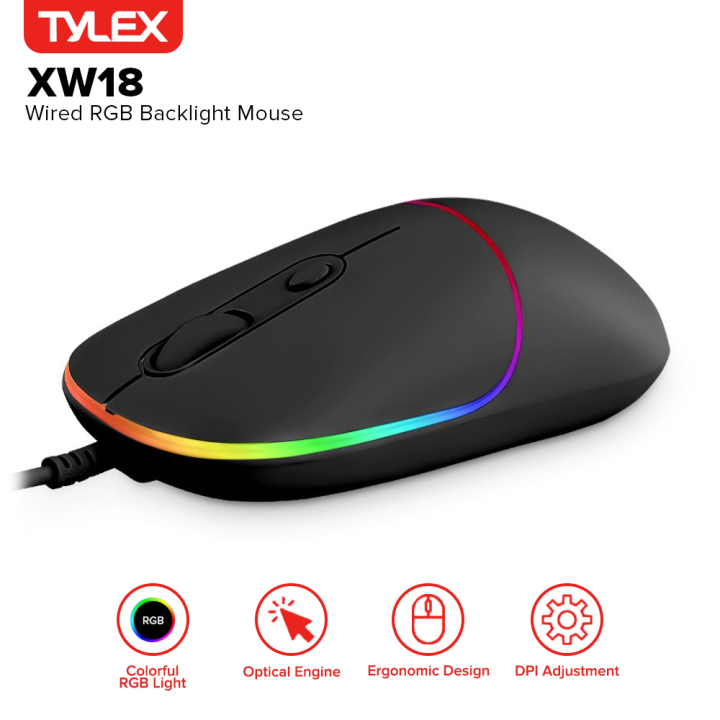 TYLEX XW18 Wired RGB Backlight Mouse | Lazada PH