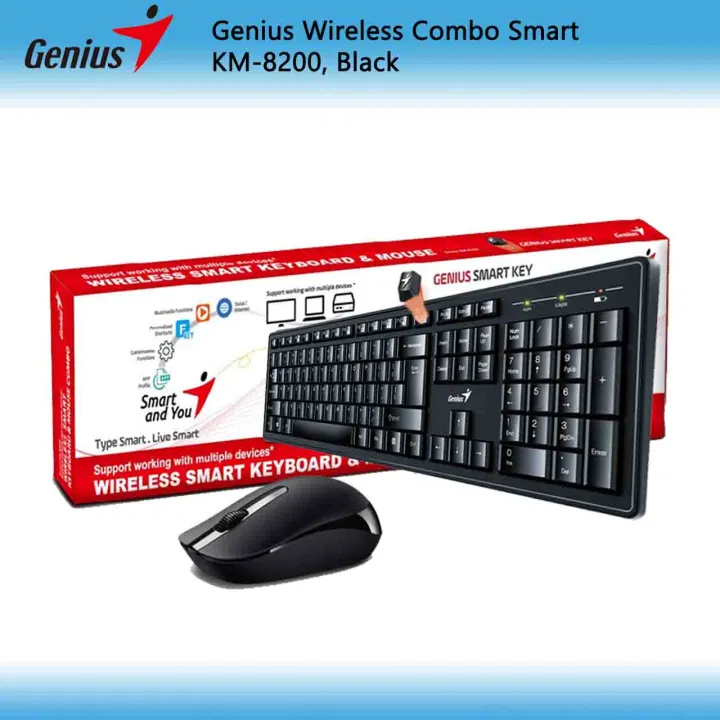 คีย์บอร์ด,เมาส์ Genius Wireless Combo Smart KM-8200, Black | Lazada.co.th