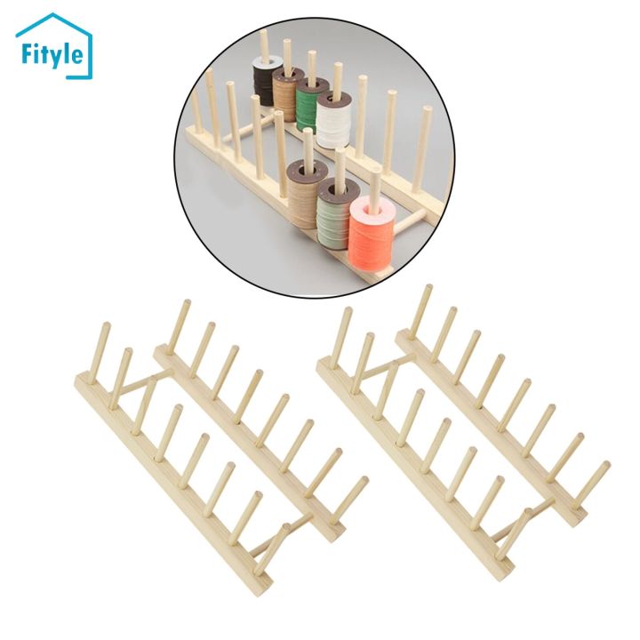 Fityle 2pcs 16-Spool Sewing Thread Rack Wooden Embroidery Thread ...