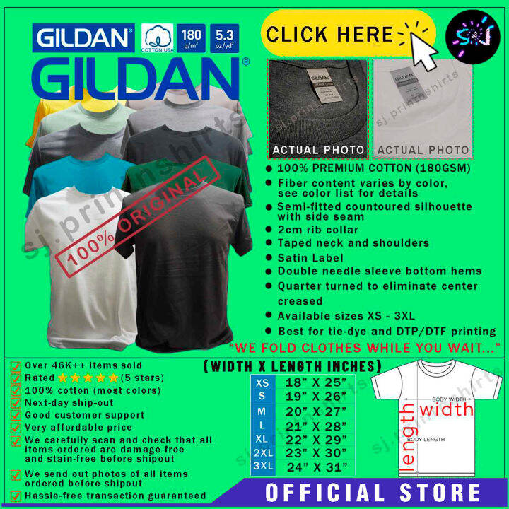 GILDAN Premium Cotton | 76000 | PLAIN T-SHIRT | 180 GSM | UNISEX ...
