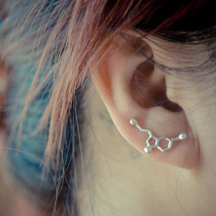 Bio Chemistry Serotonin Molecule Earring Dopamine Ear Stud Pin Vine ...