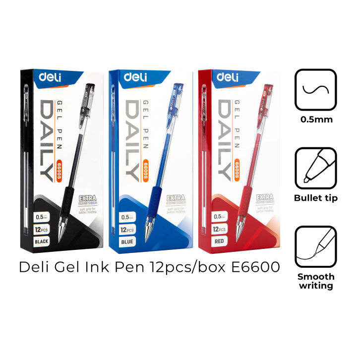 Deli Writing Instrument- Gel Ink Pen 0.5mm 12pcs/box E6600 ...