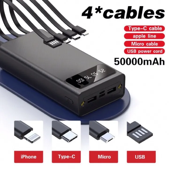 Buy now ORIGINAL POWERBANK WITH BUILT IN 4 CABLES 3.1A Fast Charging Full screen With 2 outputs ...