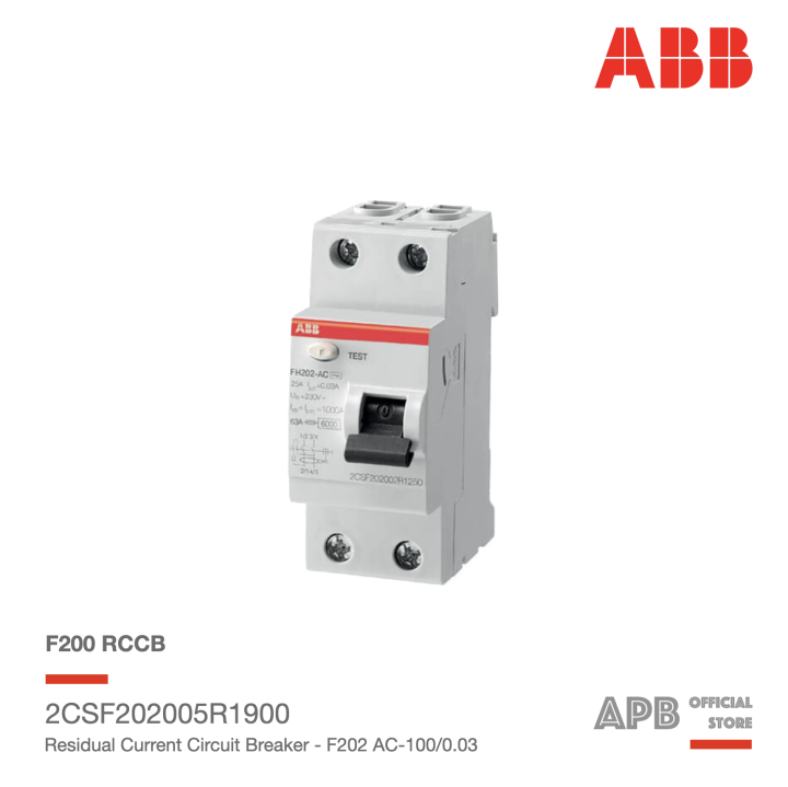 ABB F202 AC-100/0,03 ตัวกันดูด Residual Current Circuit Breaker รุ่น F200 1P+N 6kA 30mA | Lazada ...
