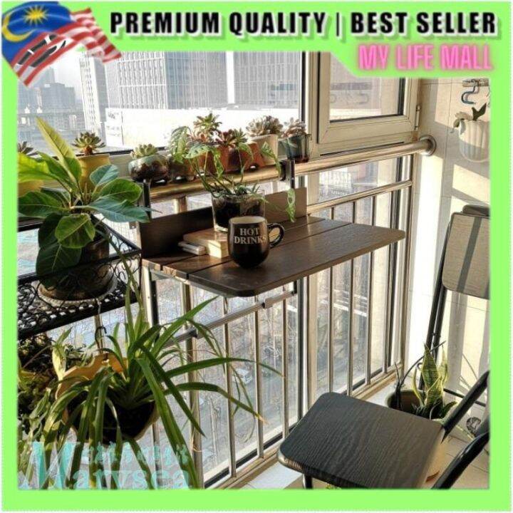 [READY STOCK] Balcony Railing Hanging Table foldable balcony table ...