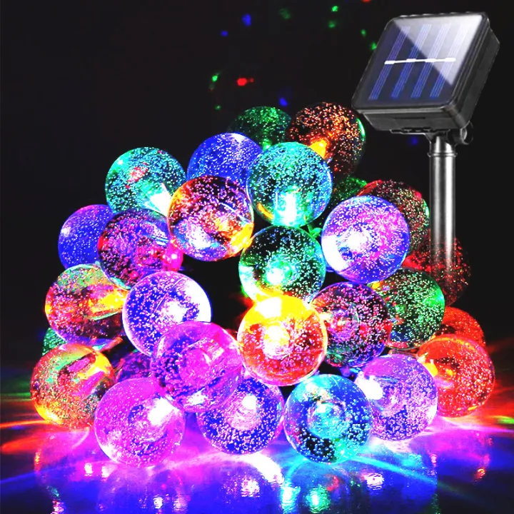 E. 30 LED Solar Bubble Ball Light 7 Meters Outdoor Round Ball Solar ...
