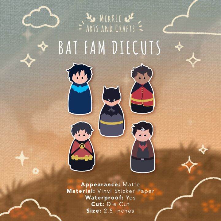 Bat Fam Diecut Sticker, Batman, Bruce Wayne, Nightwing, Dick Grayson ...