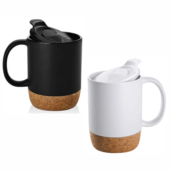 Ceramic Mug with Insulated Cork Base and Splash Proof Lid 14oz. | Lazada PH