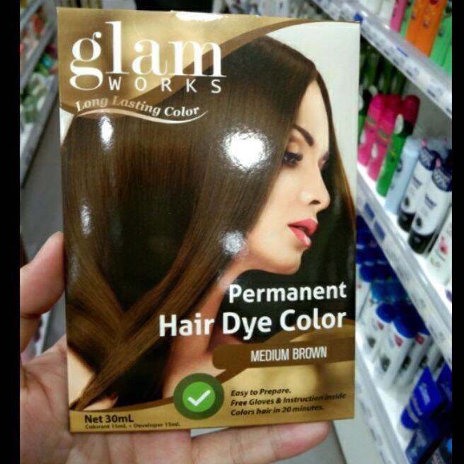 Glam Works Permanent Hair Dye Color Medium Brown 30ml | Lazada PH