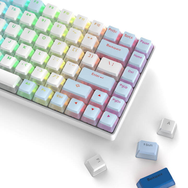 XVX 165 Key Set Pudding Keycaps Double Shot Blue White PBT OEM Profile ...