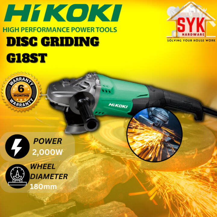 SYK Hikoki G18ST 7 Inch Disc Grinder Electric Metal Steel Grinding Machine Power Tools Mesin ...