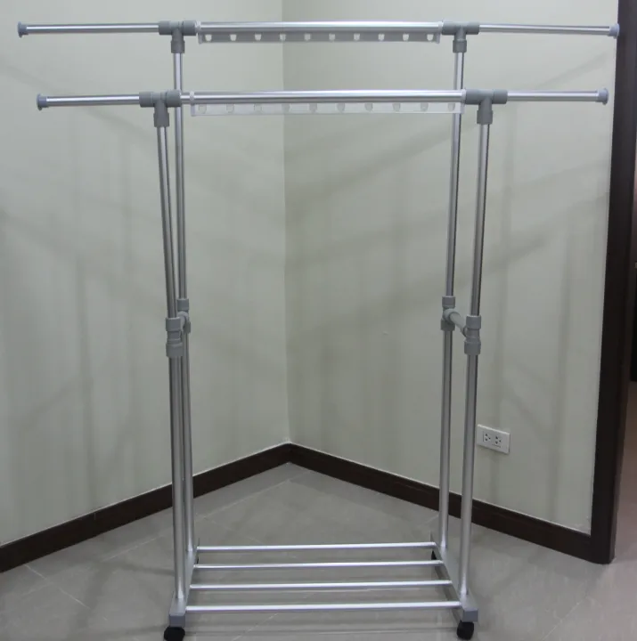Double Pole Clothes Rack, Retractable, Free Standing Clothes Rack ...