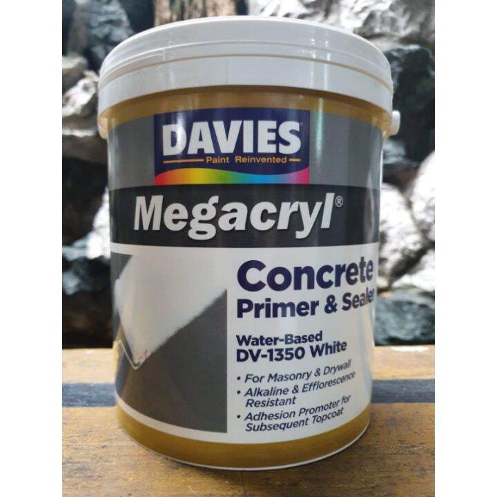 Concrete Primer Sealer DV-1350 White 4L Davies Megacryl Waterbased Masonry Drywall 4 Liters ...