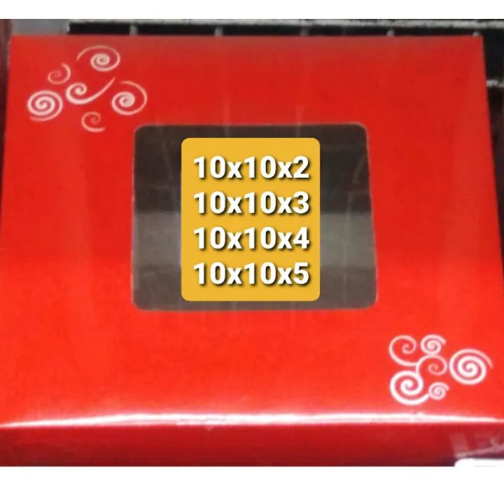 【new】 CAKE BOX RED WINDOW 10x10x2,3,4,5 (10pcs) | Lazada PH