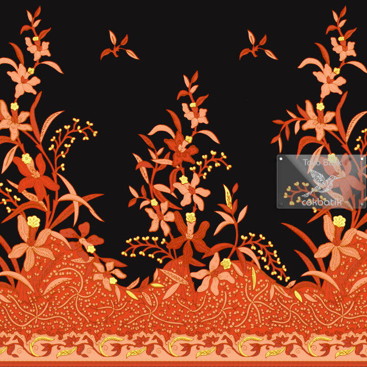 kain batik - Motif Bunga Soft Hitam Manis Elegan Warna (Biru Kebuan ...