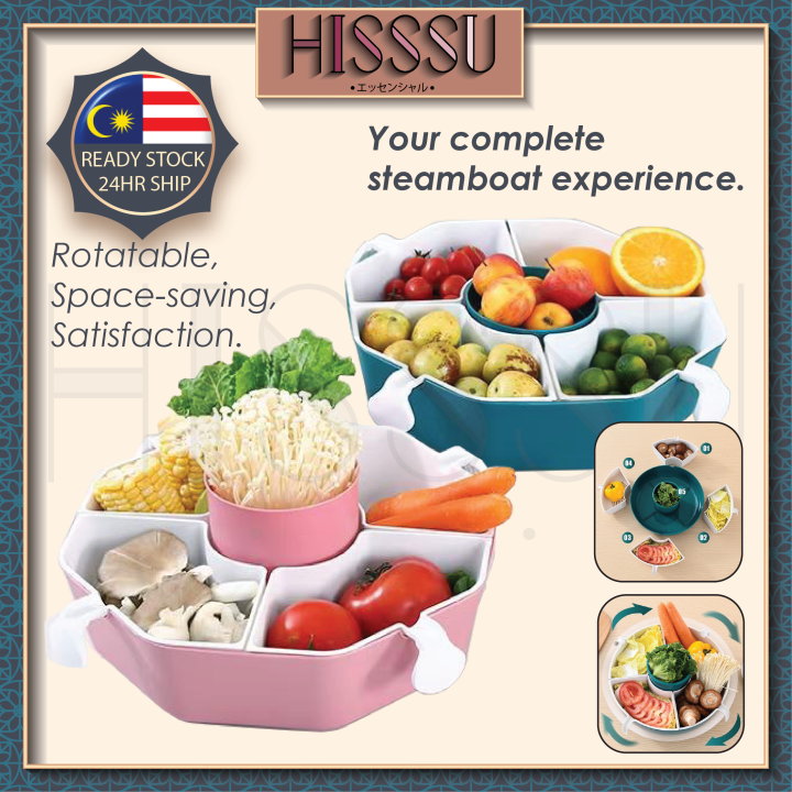 Rotatable Steamboat Bowl Drainer Container Tray Seafoods Vegetables ...