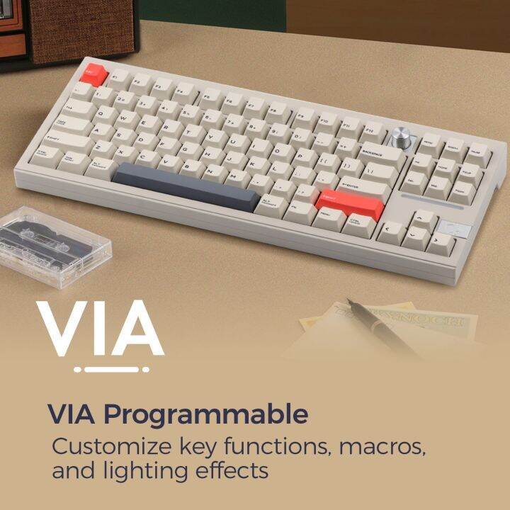 CIDOO V87โปรปะเก็นคีย์บอร์ดแบบกลไก RGB แบบ Swappable 87คีย์บลูทูธ/2.4 ...