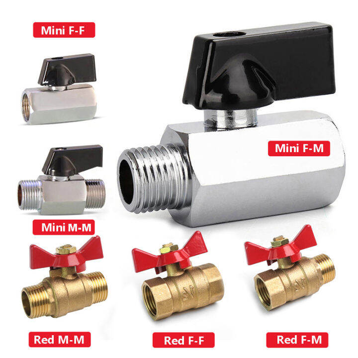 Male-Female / Male-Male Thread Brass Ball Valve 1/2" 1/4 3/8 1/2" BSP Air Compressor Water Gas ...