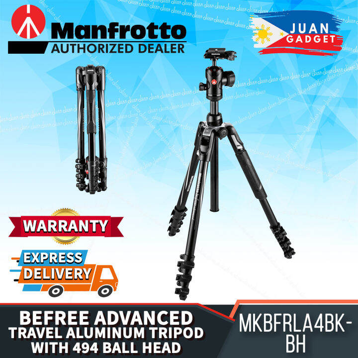 Manfrotto Befree Advanced Travel Aluminum Tripod with 494 Ball Head Lever Locks, Black ...