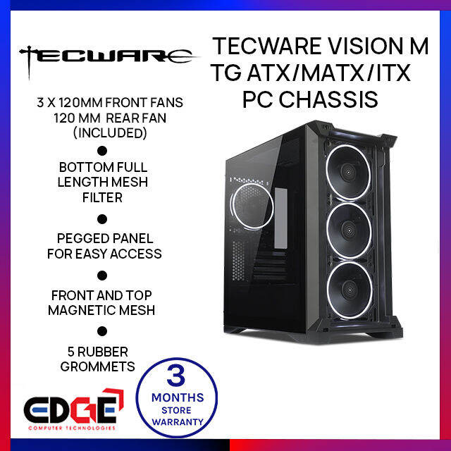 EDGE | TECWARE Vision M ATX/m-ATX/ITX TG PC Chassis | Lazada PH