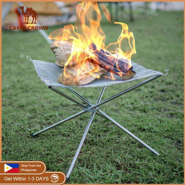 CAMEL CROWN Outdoor Camping Foldable Burning Table Campfire Rack ...