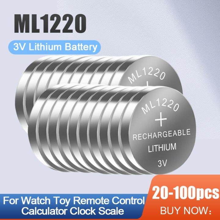 20 100ชิ้น ML1220 1220 3โวลต์แบตเตอรี่ลิเธียมแบบชาร์จ CMOS RTC BIOS ...