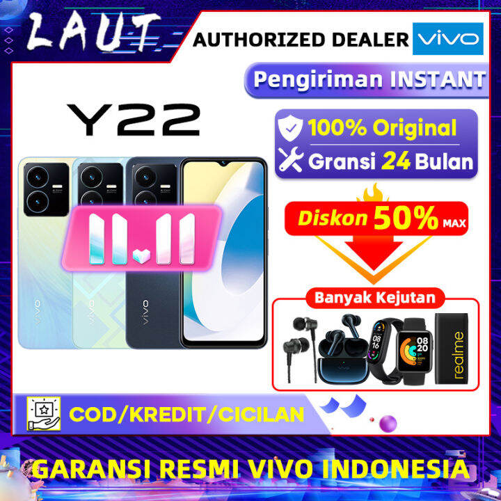 Vivo Y22 RAM 4GB+1GB Extended ROM 64GB Kamera 50MP Baterai Layar 6.55 inci Baterai 5000mAh 18W ...
