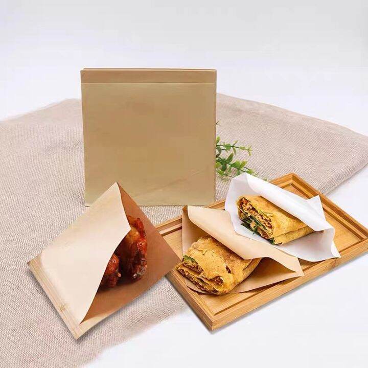 100Pcs OilProof Paper Wrap Bag Sandwich Donut Takeaway Food Coated ...