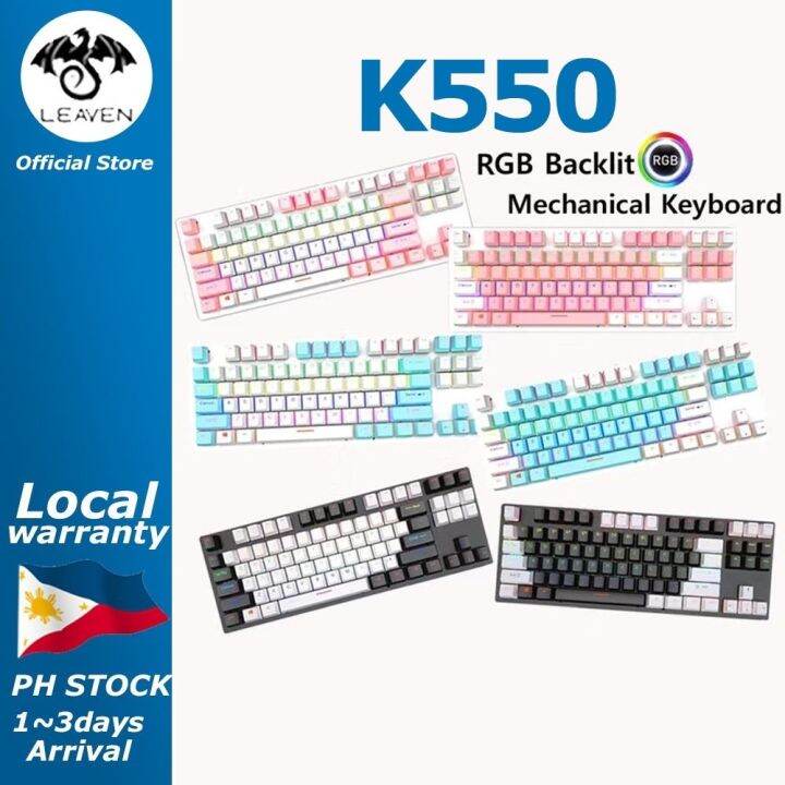 K550 / K880 87Key Mechanical Hot swappable Keyboard wired RGB Gaming Office PC computer Usb ...