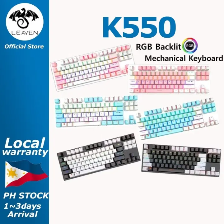 K550 / K880 87Key Mechanical Hot swappable Keyboard wired RGB Gaming Office PC computer Usb ...
