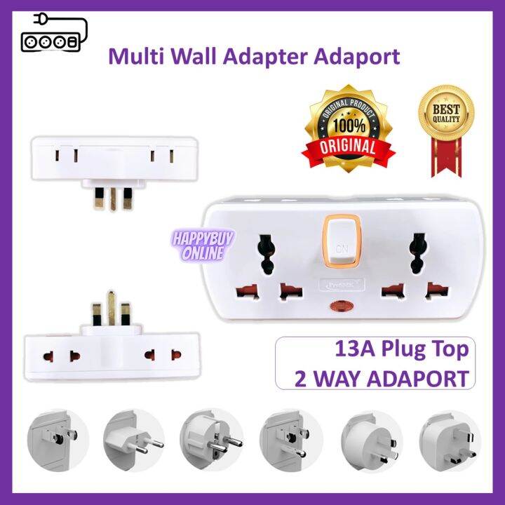 Multi Socket Adapter Wall Socket Adaport Wayer Extension Dinding 3 Pin ...