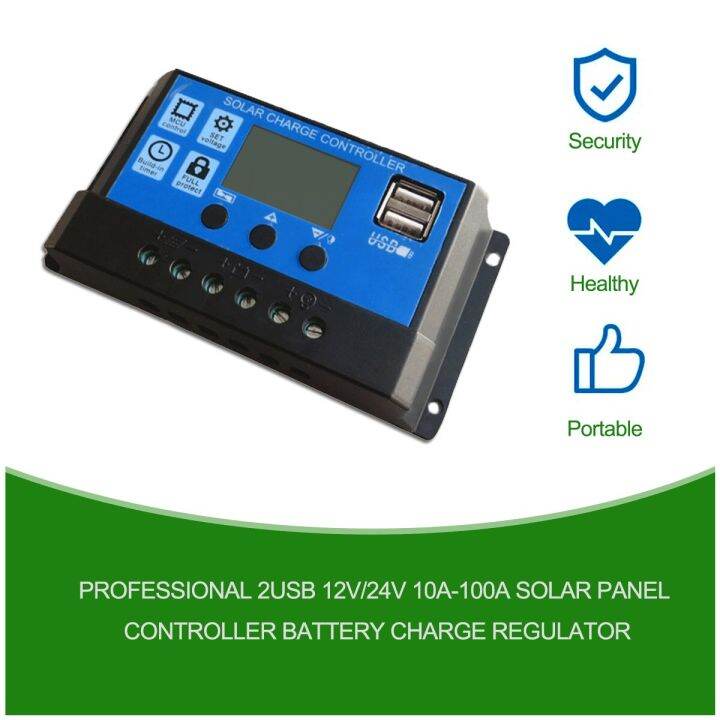 PWM 12V/24V Adaptive Solar Controller 10A 20A 30A 40A 50A 60A 70A 80A 100A Battery Charge and ...