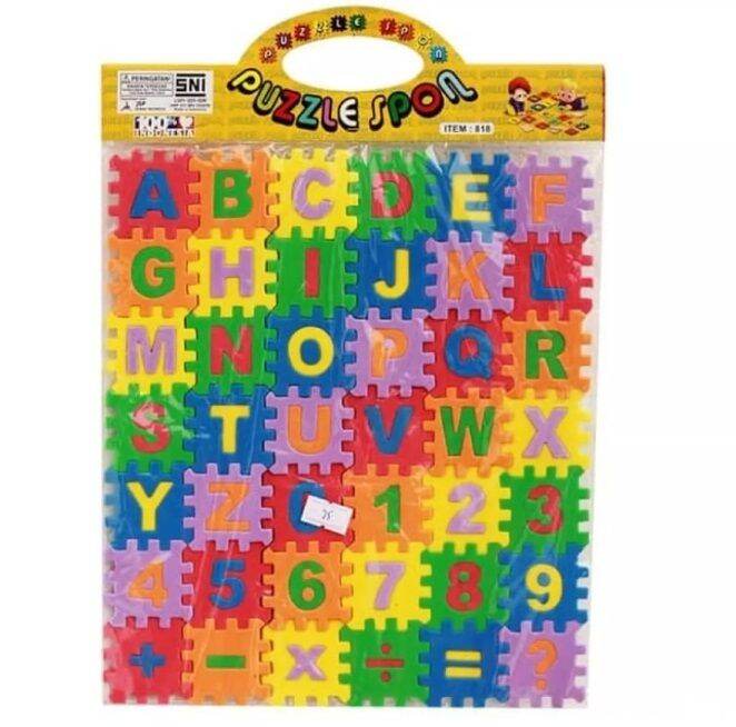 A&D Mainan Edukasi Anak Puzzle Spon Huruf dan Angka 42 Keping | Lazada ...