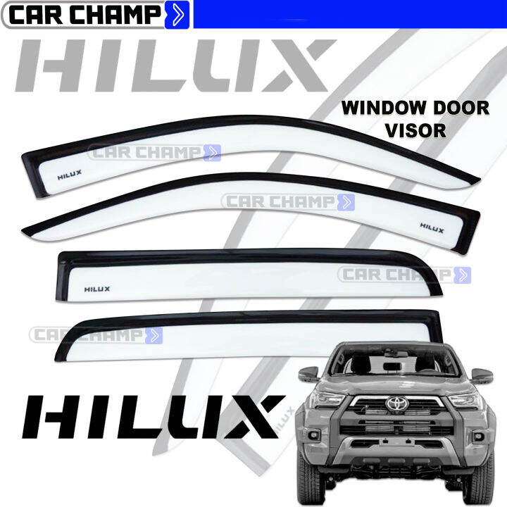 Toyota Hilux 2016 to 2023 OEM Window Door visor Black White Two Tone ...