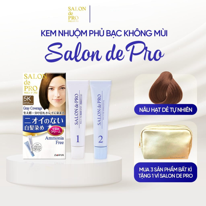 Kem nhuộm tóc phủ bạc cao cấp Salon de Pro - Màu 5K Nâu hạt dẻ tự nhiên Chính hãng Nhật Bản ...