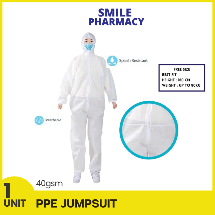 Frontliner Ppe Suit Medical Coverall Jumpsuit Isolation Suit 40 Gsm Pe