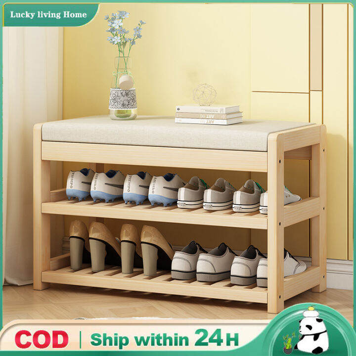 Shoe Changing Stool Solid Wood Can Sit Shoe Cabinet Living Room ...