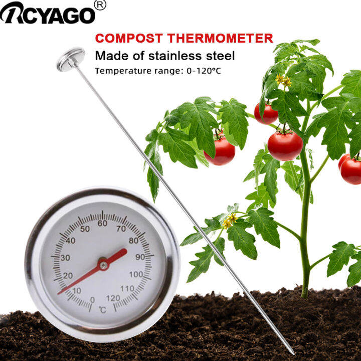 RCYAGO 500mm Long Probe Stainless Steel Compost Soil Temperature ...