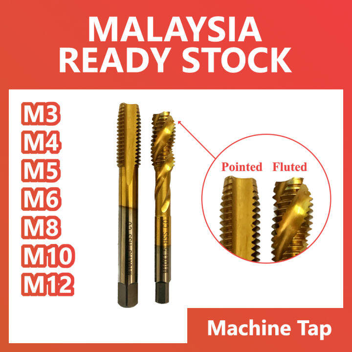 M3 M4 M5 M6 M8 M10 M12 Spiral Pointed and Fluted Machine Tap for Accurate Threading HSS Steel ...