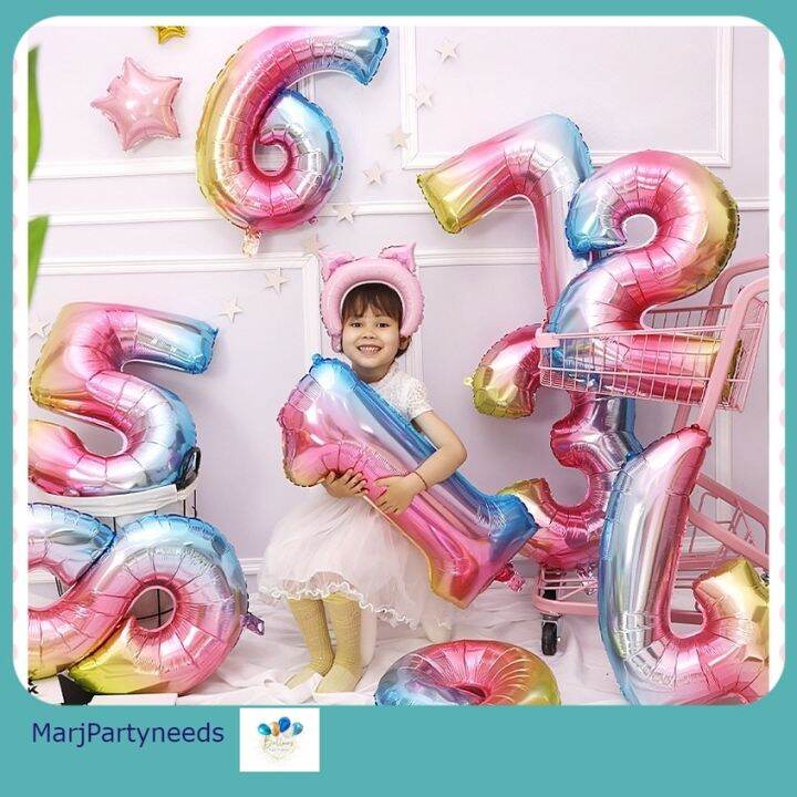 【COD】 32 Inch Gradient Number foil Balloon Birthday Decor Party ...