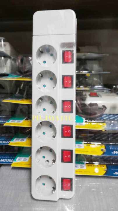 Uticon Stop Kontak Arde Saklar + Switch 6 Lubang ST-1685SN | Lazada ...