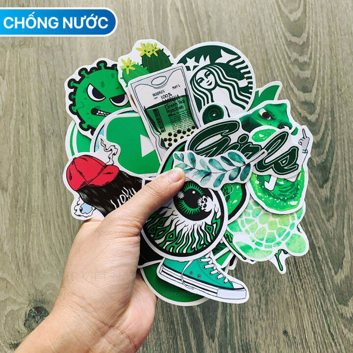 Xanh Lá Green stickers - Chất liệu PVC chất lượng cao chống nước, chống ...