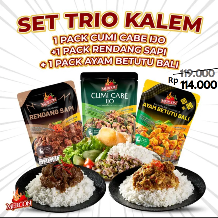Mercon Merah Putih Set Trio Kalem Rendang Sapi + Cumi Cabe Ijo +BETUTU ...