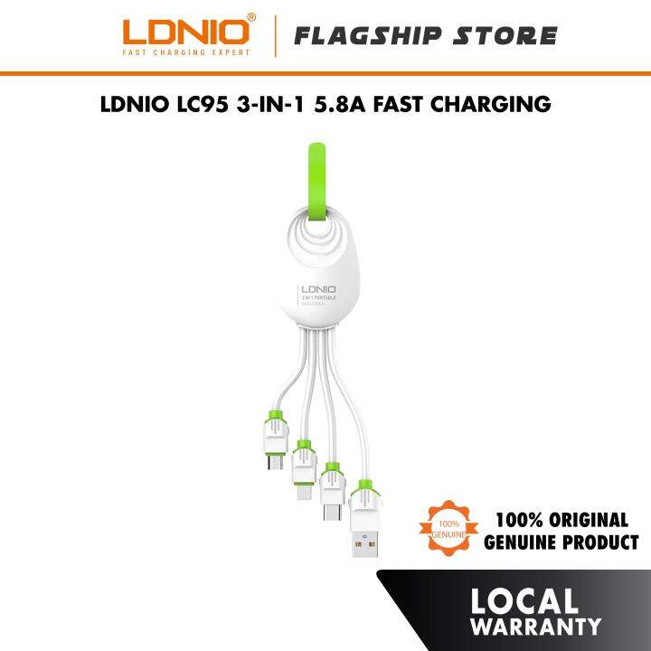 LDNIO LC95 3 in 1 5.8A Fast Charging & Sync Data Cable For Micro & Type ...